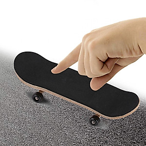 HURRISE Wooden Finger Skateboards, 1Pc Maple Wooden+Alloy Fingerboard Finger Skateboards with Box Reduce Pressure Kids Gifts(Black)