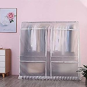 Cover for Clothes Stand - Dust Protection Clothes Cover Clothes Rack Storage Bag Clothes Rail Screen Protective Cover with Zip (Transparent,120 * 150 * 50cm)