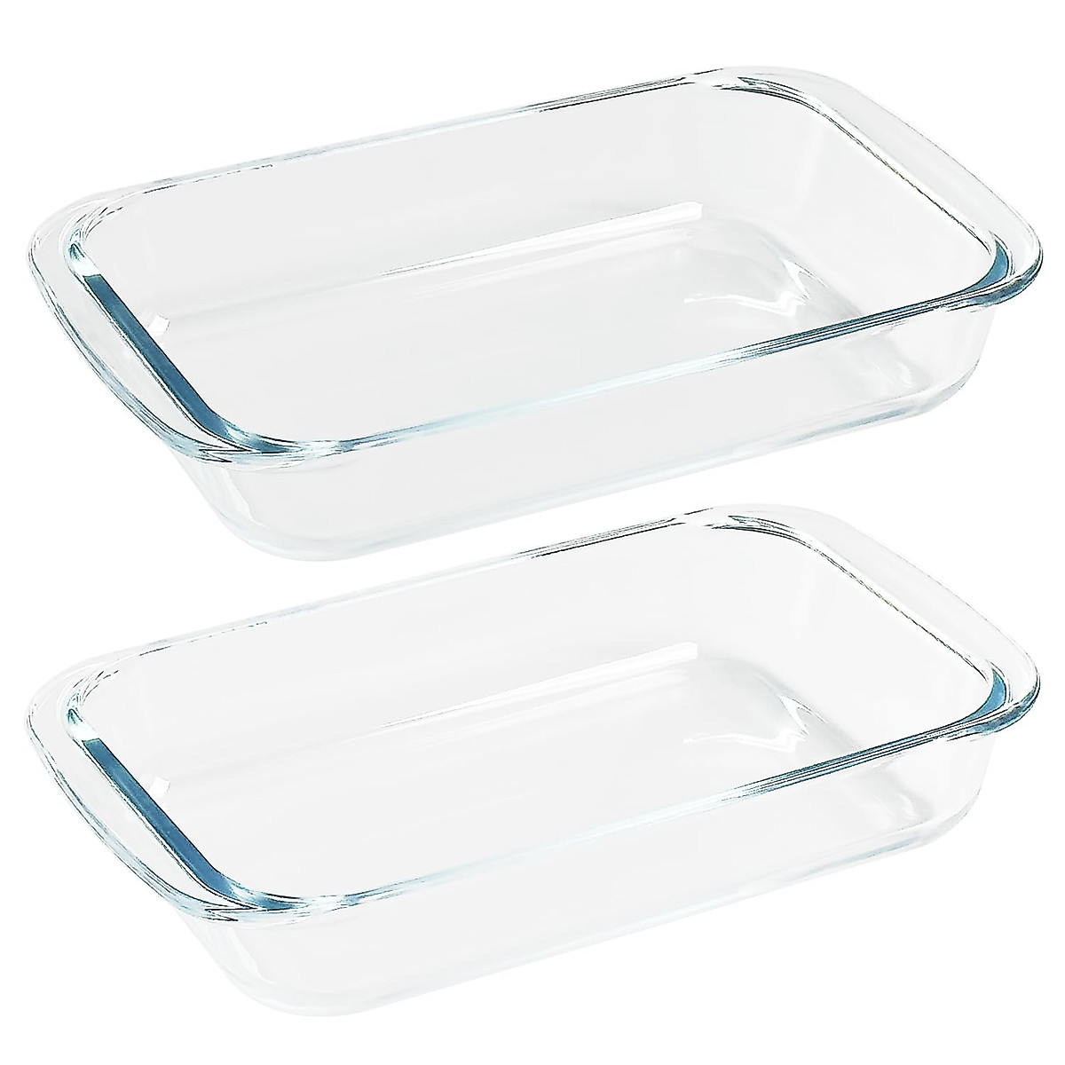 2 Pack 1-Quart Tempered Glass Oblong Baking Dishes, Personal Sized Bakeware and Cookware