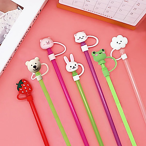 12PCS Straw Covers, Silicone Straw Covers for 6mm To 8 mm Straws, Cute Straw Caps Covers for Reusable Straws, Various Straw Tip Covers, Straw Toppers For Tumblers