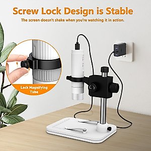 Wireless Digital Microscope Camera, GUVOP 50X-1000X Magnification WiFi Portable Handheld USB Microscopes with 8 LED & Stand,Compatible for iPhone, Android, Electronic Microscope for Kids Adults-White