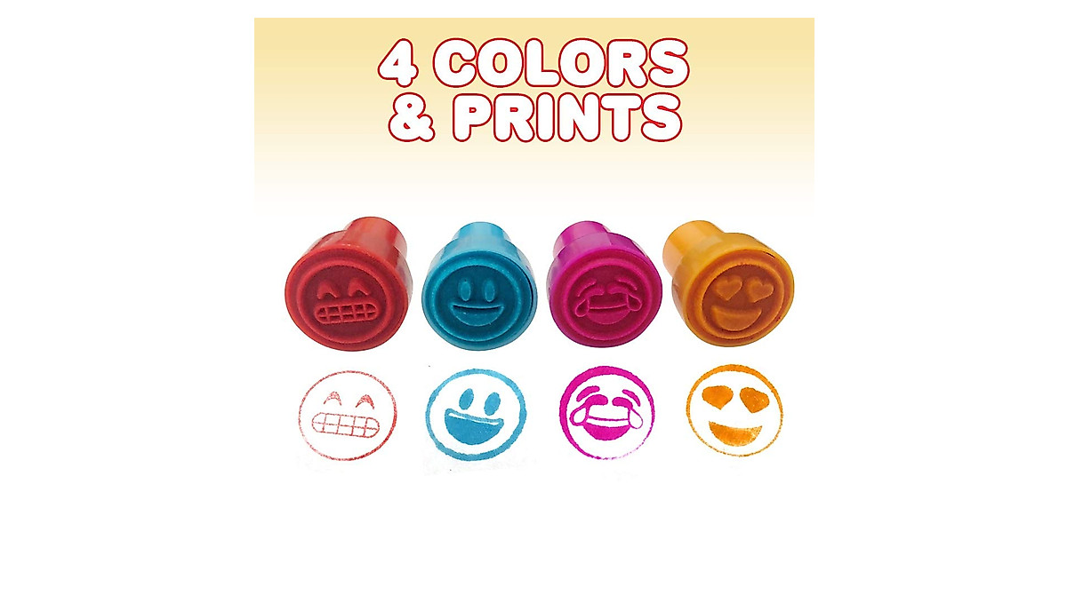 24 Emoticon Stampers for Kids - Pre-Inked Smile Stamps