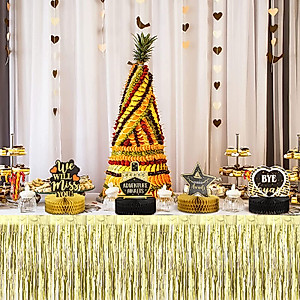 6 Pack 29x108 Inch Light Gold Metallic Foil Fringe Table Skirts Banner for Tinsel Streamer Garland Curtains Backdrop for Parade Floats Wedding Baby Shower Birthday Christmas Halloween Party Decoration