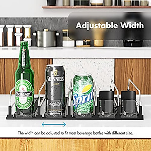 MAXTUF Drink Dispenser for Fridge, Soda Can Organizer for Refrigerator, Adjustable Width Beverage Self-Pushing Glide Rack, Up to 30 Cans Storage for Fridge Pantry (16.4 Inch, 5 Rows)