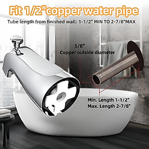 Bathtub Faucet Easy to Install Tub Spout with Diverter,American Standard Tub Faucet Replacement Fits 1/2" Copper Water Tube(5/8" Diameter) with Hex Wrench Chrome Finish