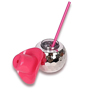 thepinkcow Hot Pink Cowboy Hat Disco Ball Cups, Glitter Shiny Cocktail Tumbler, Space Cowboy Cowgirl Birthday Bachelorette Western Themed Party Decorations Supplies, Rodeo Party Cups, Set of 8