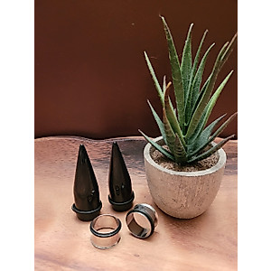 Zaya Body Jewelry 1 inch 25mm Black Tapers and Steel Tunnels Ear Gauging Kit