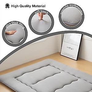 INFINICE Japanese Floor Mattress, Futon Mattress with Portable Storage Bag, Roll Up Mattress Thick Tatami Mattress Suitable for Camping, Guest Room, Gray, Full XL