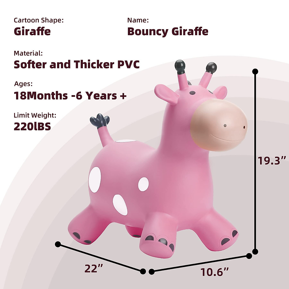 EVERICH TOY Giraffe Bouncy Horse Hopper for Toddlers, Bouncy Animals Jumping Horse, Inflatable Ride on Bouncer Hopping Toys Gifts for Boys and Girls 18 Months 2 3 4 5 6 Years Old