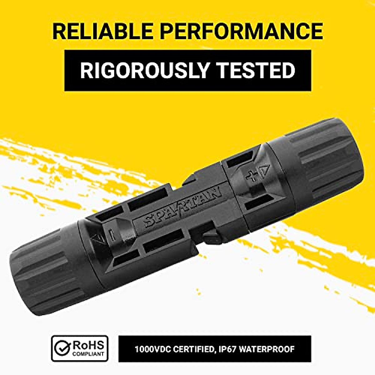 Spartan Power Solar Panel Connectors IP67 1000V 30A (Male & Female) - Connector for PV Solar Panels, 10 AWG - 14 AWG - Pack of 25