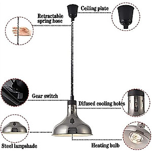 LINKANRUO Food Warmer Lamp Food Heat Lamp, Food Heat Lamp with 250W Bulb for Home and Commercial, Freestanding for Restaurant Kitchen Buffet Lamps