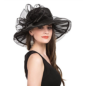 SAFERIN Women's Organza Church Kentucky Derby Fascinator Bridal Tea Party Wedding Hat(GZ-Beige Dot)