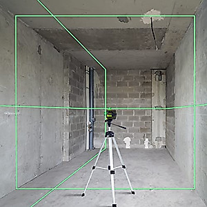 Laser Level with Tripod Set, Firecore 3X360 Green Laser Level Self Leveling and Alignment Line Laser Tool for Construction, Includes Rechargeable Li-Ion Battery, L-Bracket & Carry Pouch