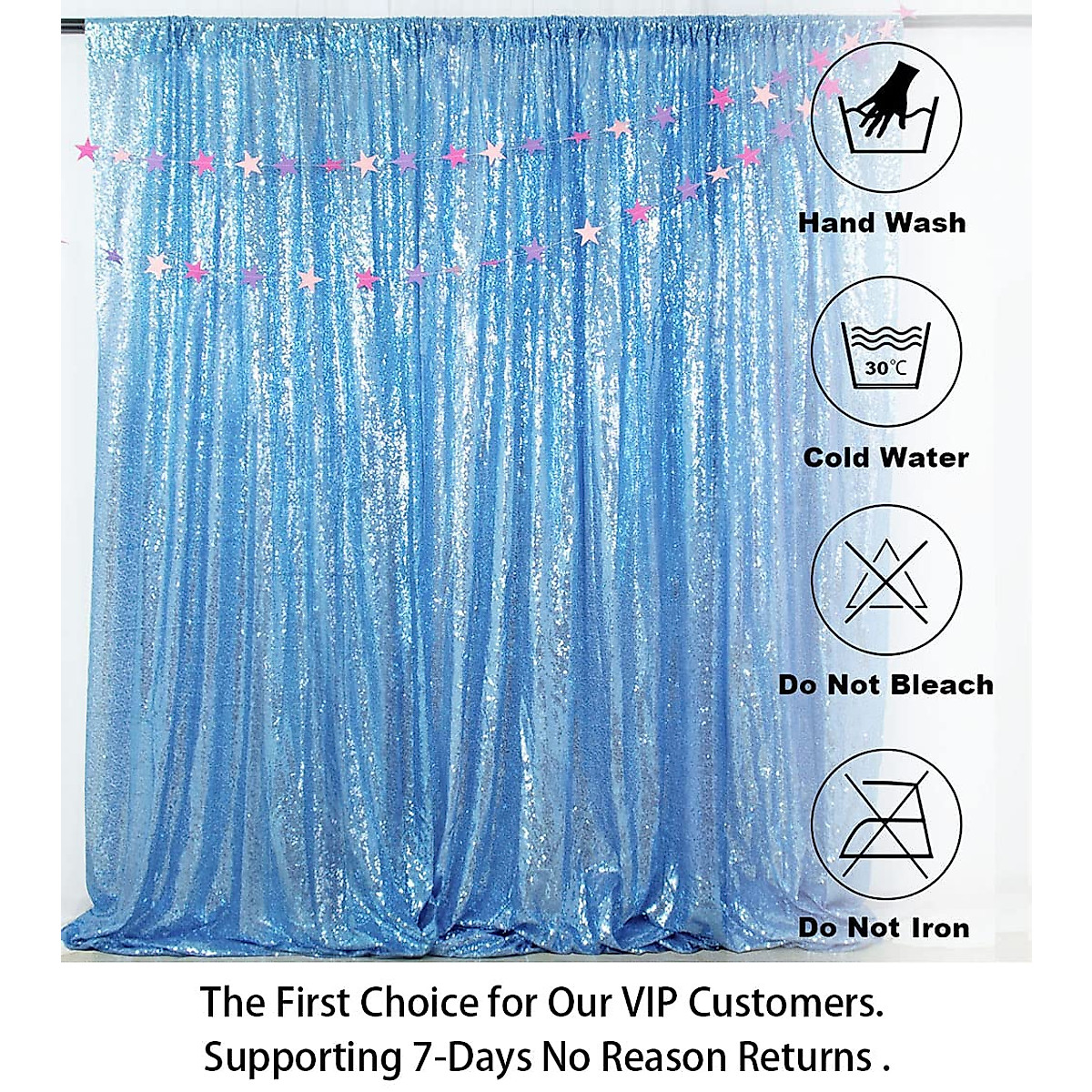 ShinyBeauty Baby Blue Sequin Backdrop Curtain | 2 Panels 5FTx10FT Glitter Wedding & Photography Background | Light Blue Shimmer Curtains for Elegant Events