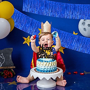 BEISHIDA 3 Packs Metallic Foil Fringe Garland Blue Wall Hanging Tinsel Fringe Banners for Valentine New Year Parade Floats Bridal Shower Wedding Birthday Holiday Party Decoration(30 Feet)