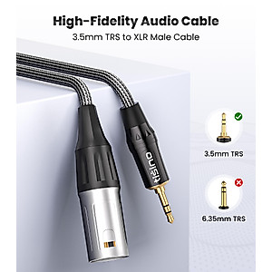 tisino 3.5mm to XLR Balanced Cable Adapter, Gold-Plated 1/8 inch Mini Jack Aux to XLR Male Mono Audio Cord for Cell Phone, Laptop, Speaker, Mixer - 1ft