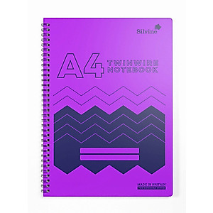 Silvine 160 Page A4 Wirebound Notebooks with Durable Wipe Clean Covers [Assorted Pack of 5]