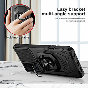 Ailiber for TCL 40 XE Case, TCL 40 X Case with Screen Protector Tempered Glass, Ring Kickstand for Magnetic Car Mount, Military Grade, Heavy Duty Shockproof Phone Cover for TCL 40 X 5G T609M-Black