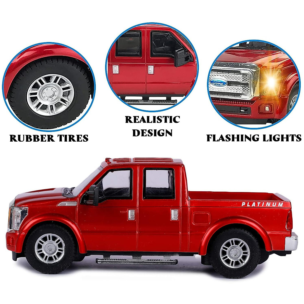 Liberty Imports RC Ford F-350 Super Duty Toy Pickup Truck, Officially Licensed Full Function R/C Radio Remote Control Car Genuine 1:28 Scale Vehicle (Red)