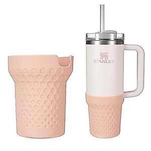 Thxbag Silicone Boot for Stanley Cup 30oz / 20oz, Rose Boot Sleeve Cover Fit with Stanley H2.0 and Quencher Adventure Tumbler Accessories (30 oz & 20 oz, Rose Quartz)