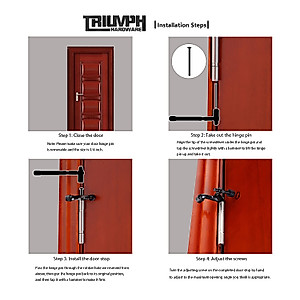 Triumph Hardware 2 Pack Hinge Pin Door Stopper,Adjustable Heavy Duty Door Stopper 2-3/8"x15/16”,Brushed Satin Nickel,with Black Rubber Bumper Tips