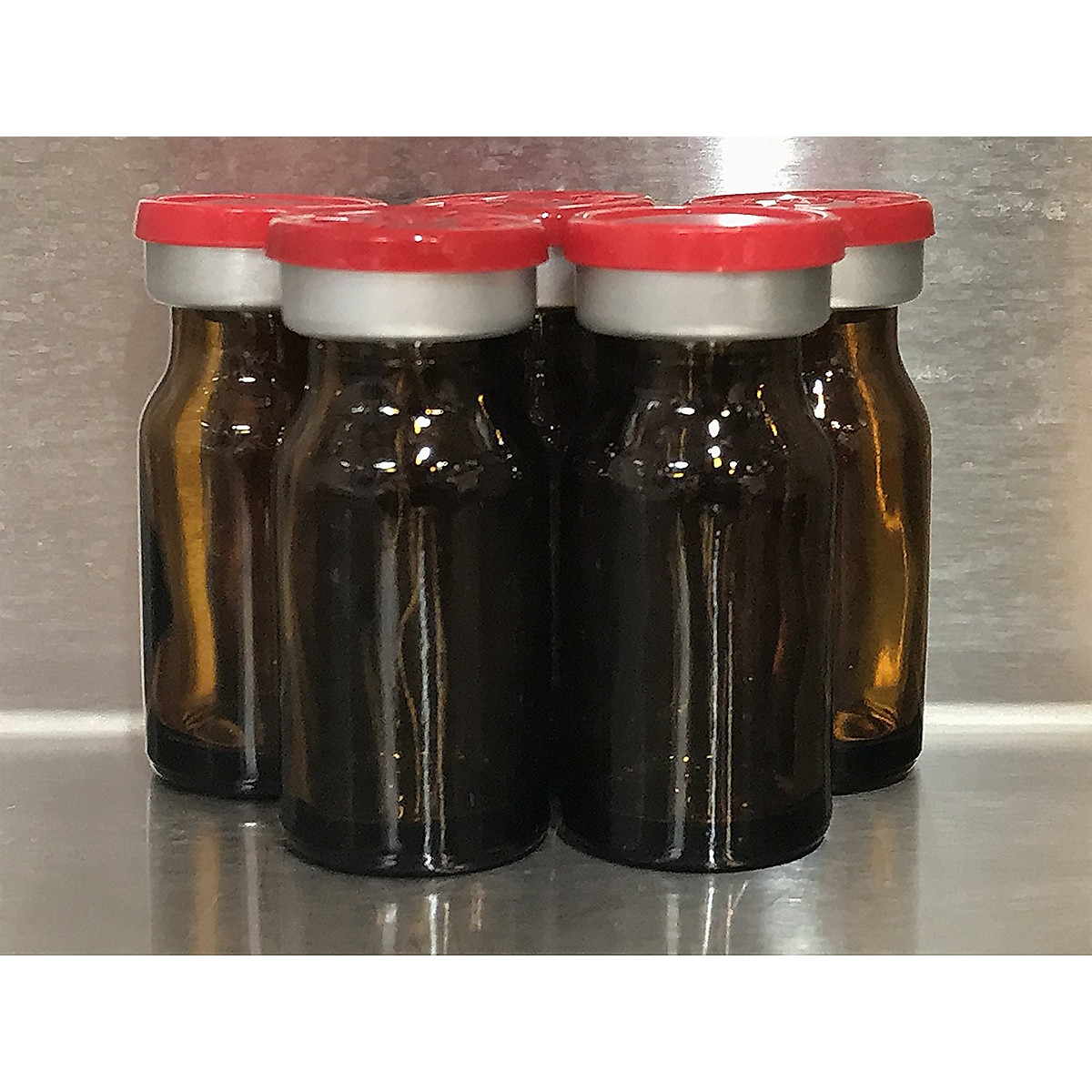 5ml Sterile Amber Vial 10pk Red Cap