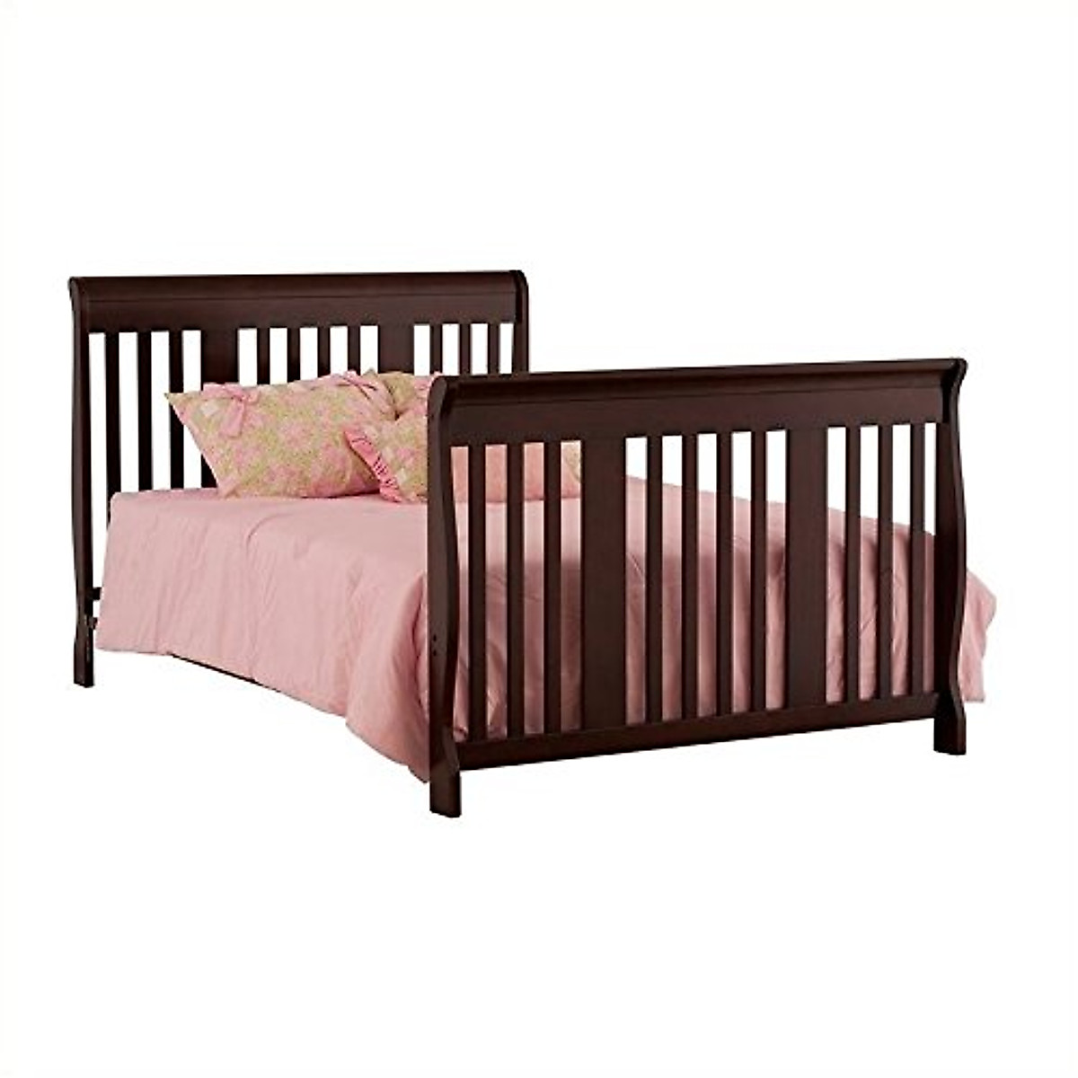 Pemberly Row 4-in-1 Convertible Crib and Changing Table Combo in Espresso, Three Level Adjustable Mattress Height, Easily Converts to Toddler Bed or Day Bed