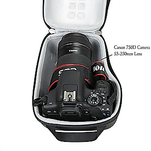 Hard Storage Carrying Travel Case Bag for Canon EOS T7 T8i 2000D 80D 70D 60D Rebel T6 1300D T6s 760D T6i 750D T5 1200D T5i 700D T4i 650D T3i 600D T3 1100D 18-200mm, 18-135mm, 15-85mm, 55-250mm DSLR Lens Kit by Hermitshell