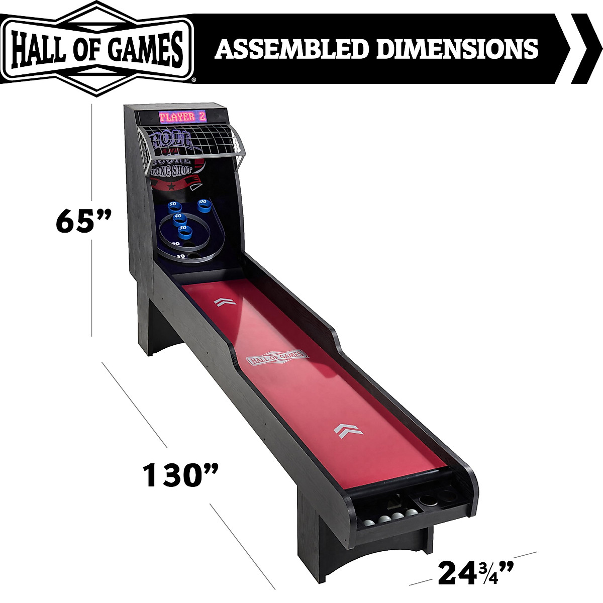Hall of Games 130 Inch Premium Roll and Score Game, Burgundy/Black