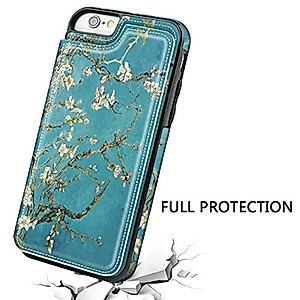 Hoofur iPhone SE 2022 Case, iPhone SE 2020 Case, Slim Fit Premium Leather iPhone 7 Wallet Cases Card Slots Shockproof Folio Flip Protective Defender Shell for iPhone 7/8/SE (Almond Blossom)