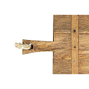 Creative Co-op Mango Wood Rope on Handle Cheese Board, Brown, 18x10