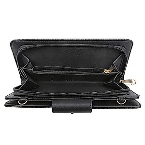 MKP Women Fashion Small Crossbody Shoulder Bags Cell Phone Purse Wallet Clutch Bag Credit Card Holder Clutch Wallets w/Removable Strap (Black)