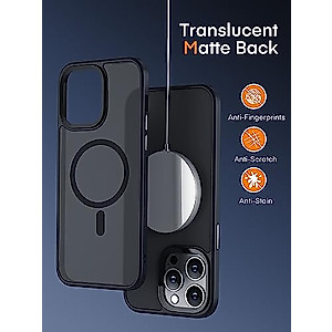 SEASON.C Magnetic Case for iPhone 14 Pro Max Case Compatible with Wireless Charging Men Black Slim Thin Matte Translucent Silicone Edge Protection Shockproof Drop Proof Case 6.7In