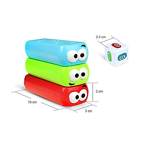 HOMSEEK Tumbling Tower Stacking Blocks,Colored Cartoon Plastic Building Blocks Board Toppling Colorful Cube