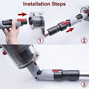Coodss Bottom Adapter for Dyson V7 V8 V10 V11 V15 Vacuum Accessories Cleaner Quick Release Top Adaptor Low Reach Cleaning Tool, Grey
