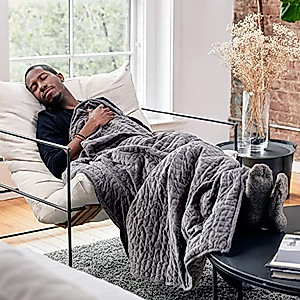 Gravity Blankets Weighted Blanket for Adults, 15lbs Grey 48"x72" Twin/Single, The Original Weighted Blanket for Sleep, Cotton Made Blanket with Washable Removable Microfiber Duvet Cover