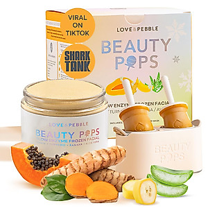 Beauty Pops by Love & Pebble- Turmeric Mask Glow Enzyme Icy Facial Kit| Viral On TikTok| As seen on Shark Tank beauty | Korean Face Mask Skincare made with turmeric, aloe, banana, papaya