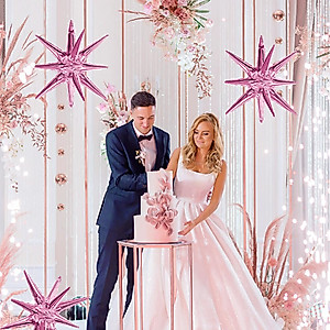 Star Foil Mylar Balloons Pink Party Decorations 6 Cone Spike Explosion Star Balloons 22 Inch Large Starburst Balloons Party Supplies for Wedding Christmas Birthday Bachelorette Mean Girl Party