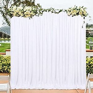 MoKoHouse 10ft x 8ft White Backdrop Curtains for Parties White Backdrop Drape for Birthday Wedding 2 Panels 5ft x 8ft