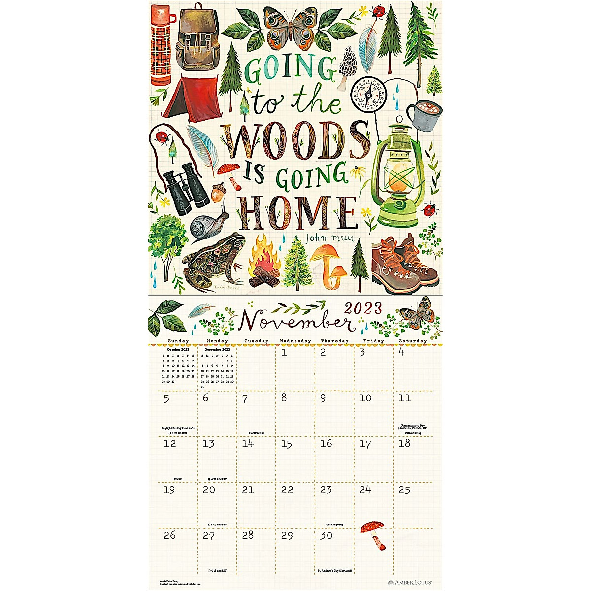 Katie Daisy 2023 Wall Calendar: Meet Me in the Meadow | 12" x 24" Open | Amber Lotus Publishing