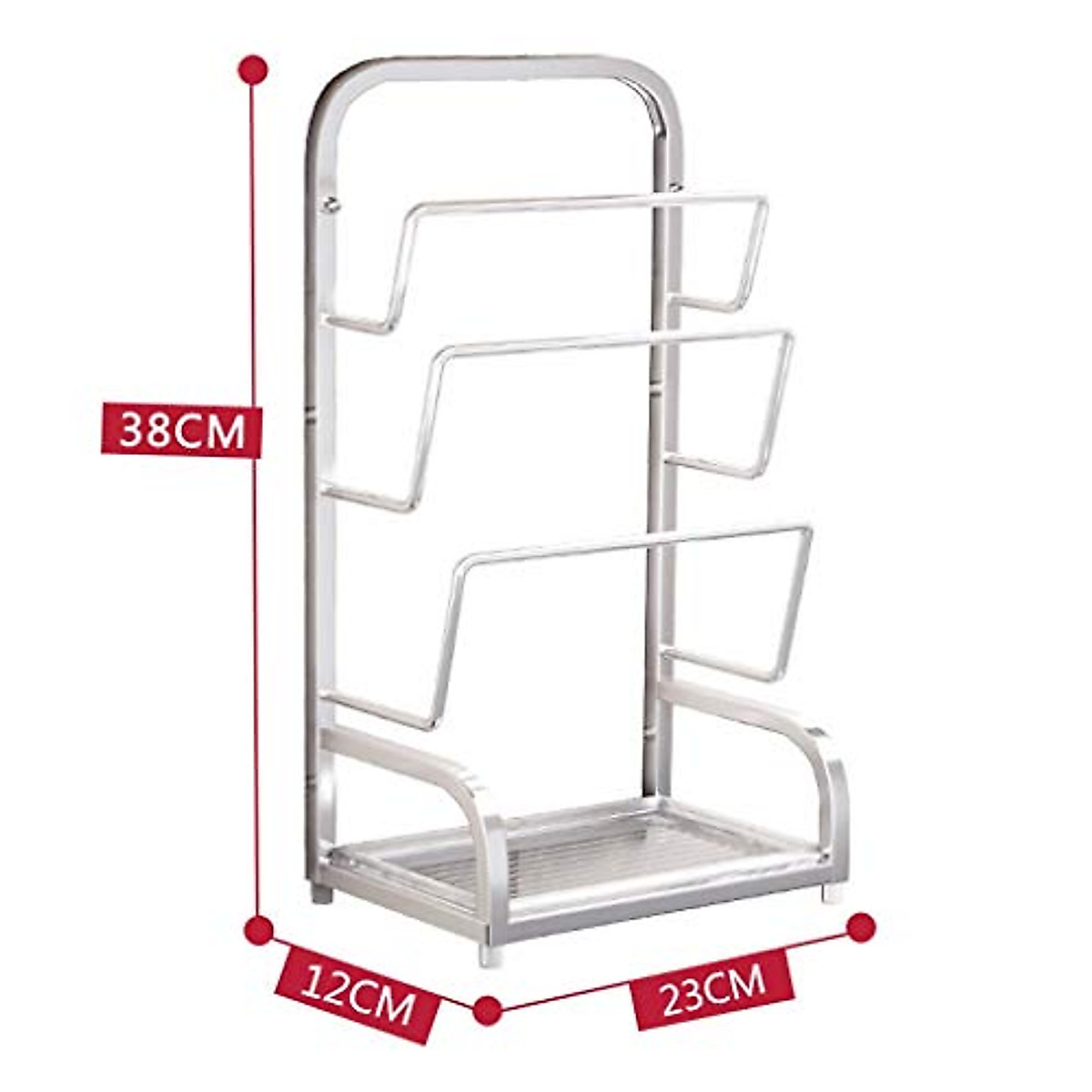 XJJZS Pot Lid Organizer Rack,Pot Lid Holder,Pan Lid Cover Stand Holder Organizer Rack with Drain Tray for Kitchen Cabinet Pantry