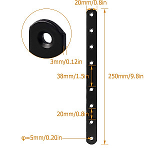 12 PCS 10 Inch Mending Plate Black Straight Braces for Wood Heavy Duty Corner Braces Straight Metal Brackets with Holes Flat Metal Bar Connector Mending Joining Bracket for Repair Fixing Fence Shelves
