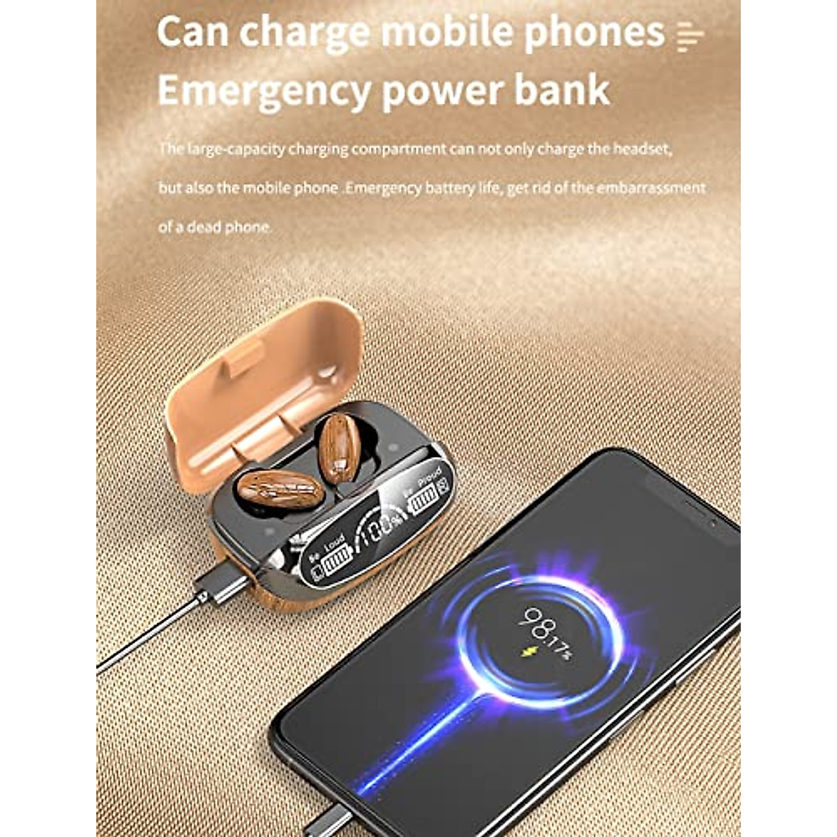 KEMBO A01 Powerful Bluetooth Earbuds AI Intelligent Noise Cancelling Earbuds Waterproof Headphone Sweat Resistance True Wireless Earbuds for iPhone Android Gaming Earbuds with Microphone Sport