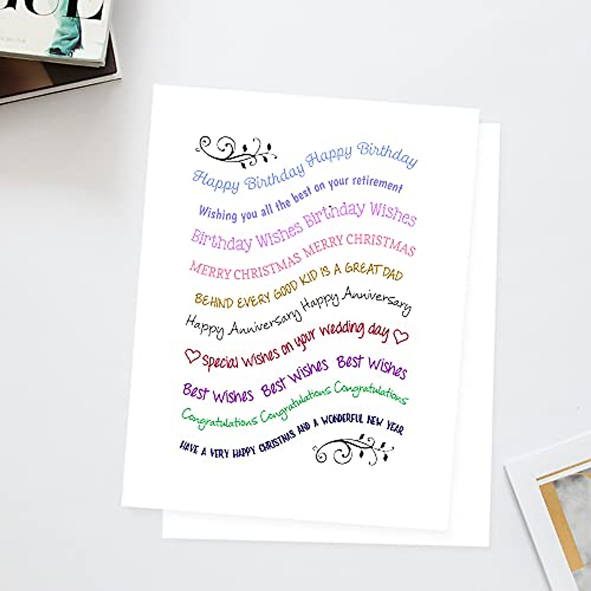 Blessing Greeting Sentences Words Clear Stamps for Card Making Decoration DIY Scrapbooking, Words Ribbon Transparent Rubber Seal Stamps for Photo Card Album Crafting Supplies.