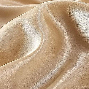 3 Piece Duvet Cover Set (1 Duvet Cover + 2 Pillow Shams) Satin Silk Honeymoon Sexy Luxury 100% Super Soft Microfiber Bedding Collection (Gold, Queen)