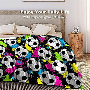 Soccer Blanket Super Soft Flannel Blankets and Throws Outdoor Football for Bedding Boys Girls Adults Gifts 50"X40"