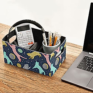 Cats Space Storage Basket Felt Storage Bin Collapsible Towel Storage Clothes Toys Bin Organizer for Pet Supplies Magazine