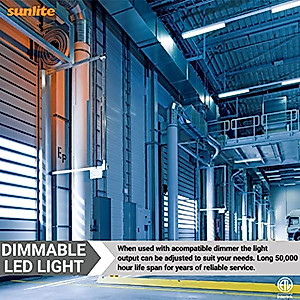 Sunlite 85553 4-Foot LED Linear Strip Light Fixture, 40 Watts, 4600 Lumens, Selectable 3 CCT 3000K-5000K, Dimmable, 50,000 Hour Life Span, 83 CRI, Surface Mount, Steel Body, ETL & DLC Listed