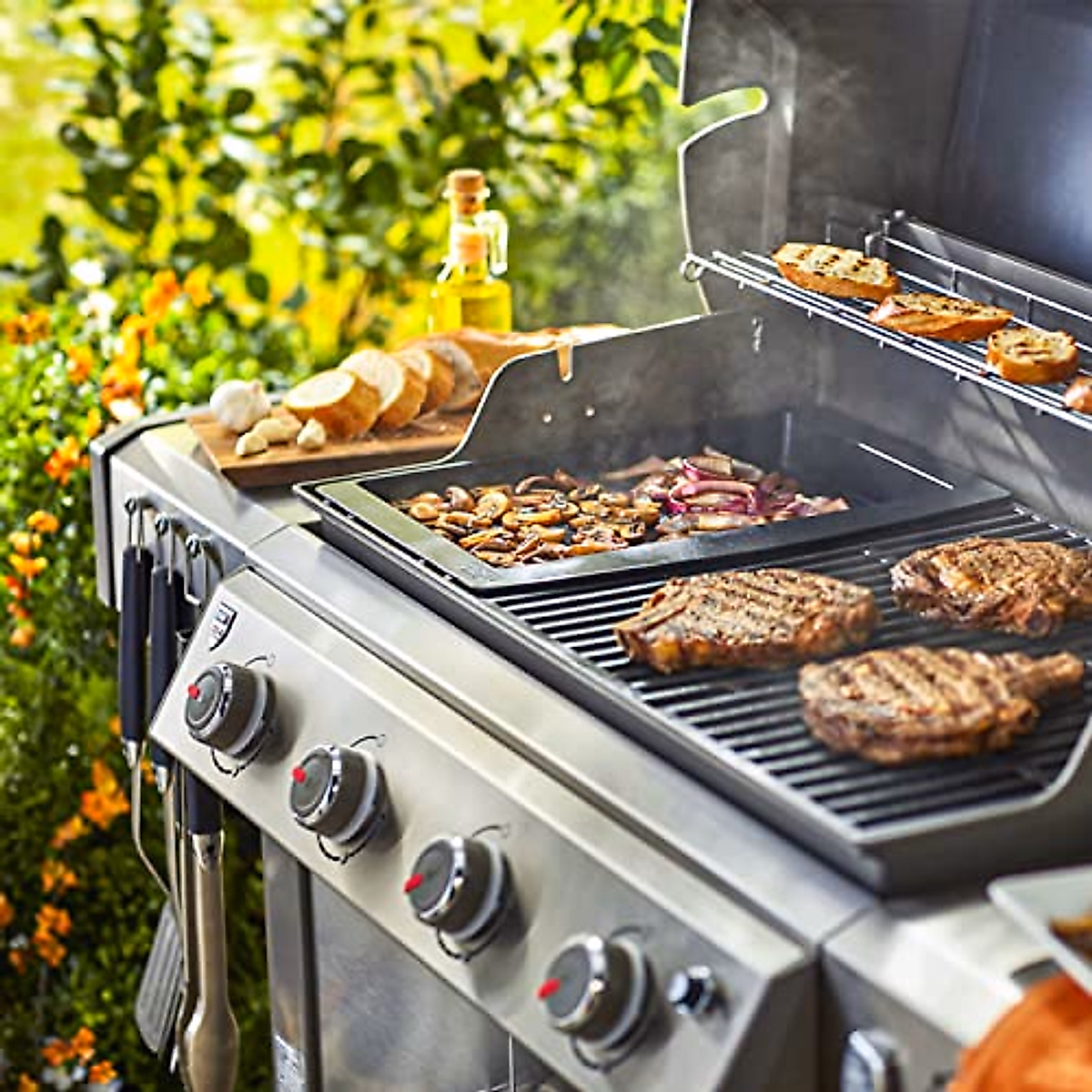 Nexgrill Replacement Parts for 4 Burner 720-0830H 720-0830D 720-0670A 720-0783C 720-0783E 720-0958A, 17" Cast Iron Grill Grates for 5 Burner 720-0888N Charbroil 463241113 463446015, Kenmore Gas Grills