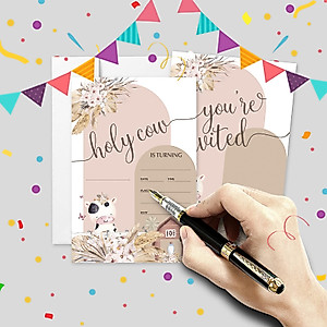 AEHIE Holy Cow Birthday Party Invitations, Multicolor, 20 Cards with Envelopes